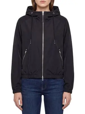 Moose Knuckles Short Hooded Polyester Windbreaker - Black