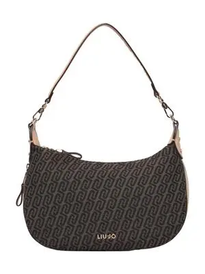 Liu Jo Canvas Bag With Jacquard Monogram - Dark