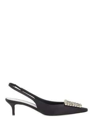 Roberto Festa Futura Bi Satin Slingback Pumps With Jewel Buckle - Black
