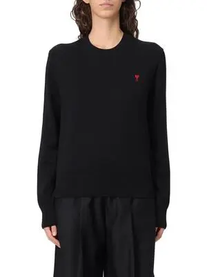 AMI Paris Wool Sweater With Logo - Black