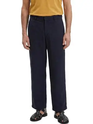 Barena Venezia Linen Blend Wide Leg Trousers - Navy