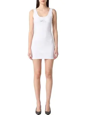 Philipp Plein Jersey Mini Dress With Rhinestone Embellishments - White