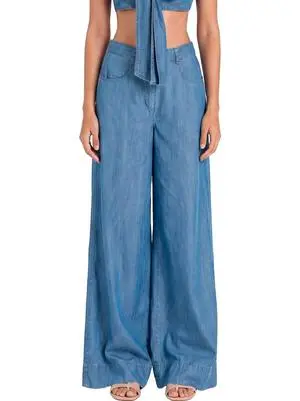 TWINSET Wide-leg Lyocell Pants - Denim