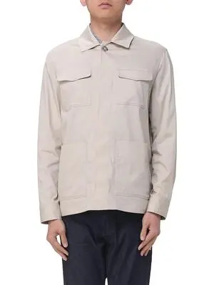 MANUEL RITZ Relaxed Fit Twill Shirt Jacket With Concealed Closure - Beige