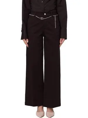 Liu Jo High-waisted Cropped Stretch Cotton Blend Trousers With Jewelled Belt - Violet