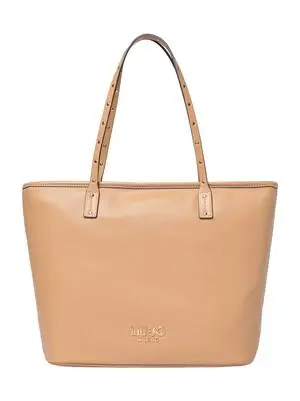 Liu Jo Grained Faux Leather Shoulder Bag With Studs - Camel