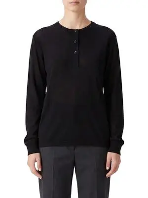 Studio Nicholson Studio Nicholson Lyocell Long-Sleeved Crewneck T-Shirt Black