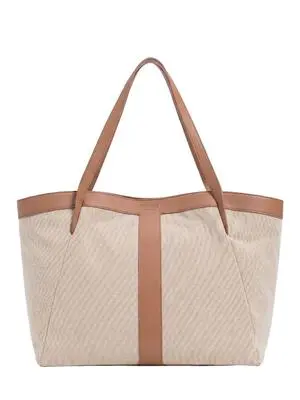 TWINSET Large Flared Canvas And Leather Tote Bag - Rope