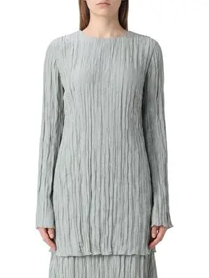 Staud Long-sleeved Pleated Sheath Mini Dress - Silver