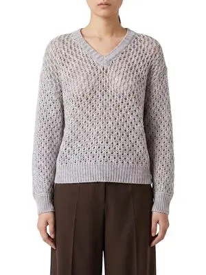 Fabiana Filippi Textured V-neck Jumper - Grey