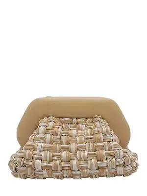 THEMOIRE Bios Woven Vegan Leather Clutch With Magnetic Closure - Beige