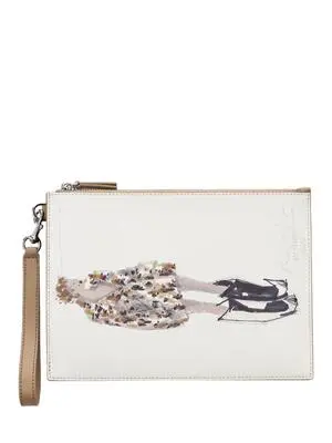 Marc Jacobs The Runway Illustration Leather Clutch - Camel