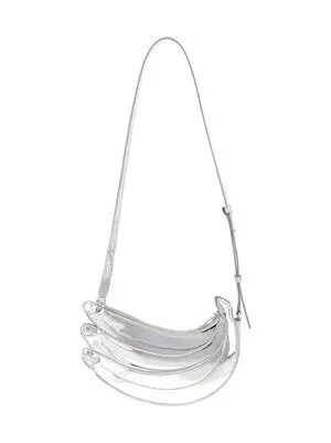 Casablanca Triple Banana Half-moon Patent Leather Shoulder Bag - Silver