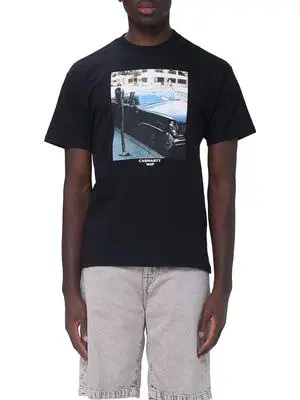 Carhartt Work In Progress Graphic Print Organic Cotton T-shirt With Contrast Logo - Black