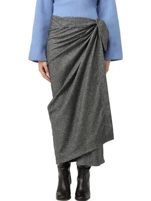Erika Cavallini Asymmetrical Tie Detailed Skirt - Grey