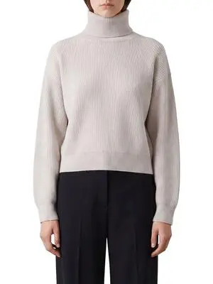 Brunello Cucinelli Ribbed Virgin Wool, Cashmere, And Silk Turtleneck Sweater - Brown