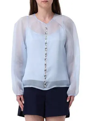 Fabiana Filippi Embellished Sheer Blouse - Water
