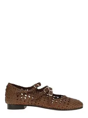 CAREL Woven Leather Mary Jane Ballerinas - Brown