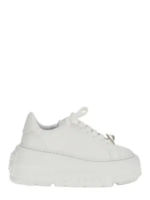 Casadei Nexus Leather Wedge Sneakers - White