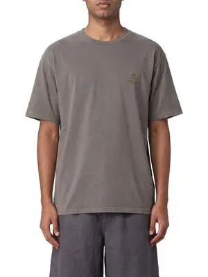 Premiata Crew Neck T-shirt In Pure Cotton With Contrasting Embroidered Logo - Grey