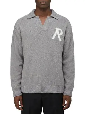 REPRESENT Cotton Knit Polo Shirt With Logo - Grey