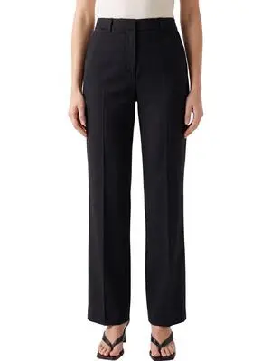 Moschino Low-waisted Straight Wool Trousers With Pleats - Black