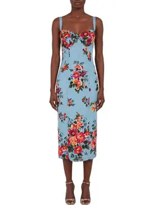 Dolce & Gabbana Floral Print Bustier Midi Dress - Multicolor