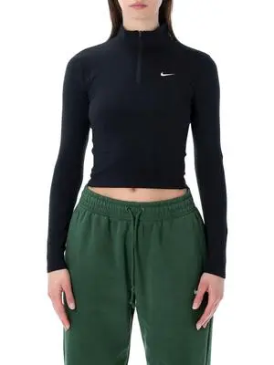 Nike Slim Fit Long-sleeve High Neck Zip Top - Black