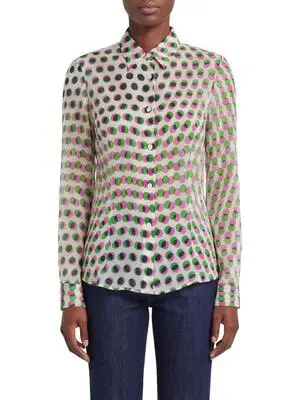 Dries Van Noten Polka Dot Silk Shirt - Ecru