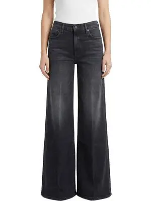 MOTHER Wash Wide Leg Jeans - Black