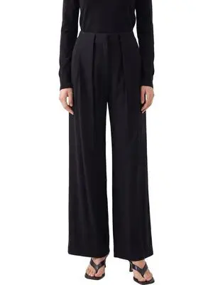 PT TORINO Wide-leg Pleated Viscose Trousers - Black