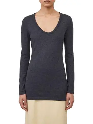LISA YANG Long Sleeve V-neck Jumper - Grey