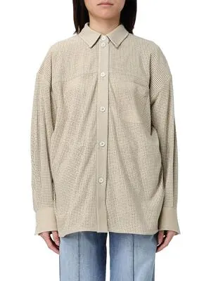 Fabiana Filippi Perforated Leather And Nylon Overshirt - Green