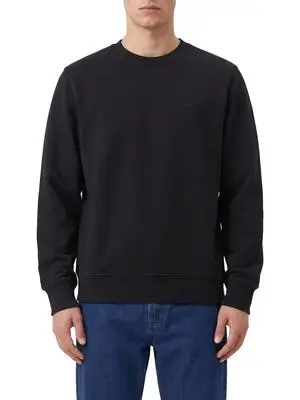 BOSS Embroidered Logo Cotton Crewneck Sweatshirt - Black
