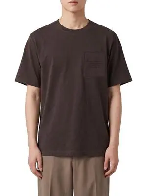 Maison Kitsuné Organic Cotton Crewneck T-shirt With A Patch Pocket And Embroidered Logo - Brown