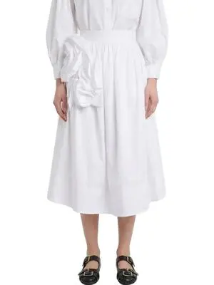 Simone Rocha Cotton Midi Skirt With Floral Embellishment - White