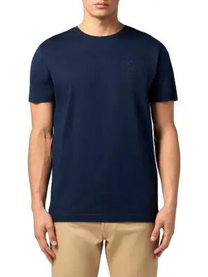 BILLIONAIRE Slim Fit Cotton T-shirt With Tone-on-tone Embroidered Logo - Navy