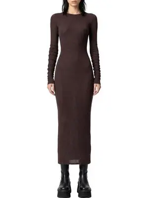 Rick Owens Long Sleeve Knit Maxi Dress - Brown