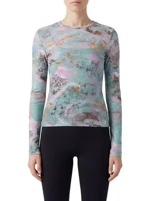 Off-White Long-sleeve Slim Fit Graphic Print Top - Gnawed Blue