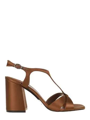 JIMMY CHOO Kesia High Square-heeled Satin Sandals With Ankle Strap - Silver