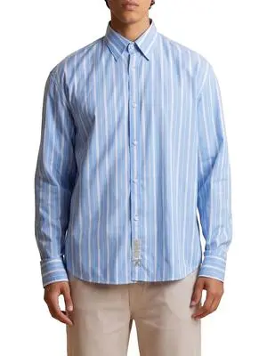 LA MARTINA Striped Long-sleeved Cotton Shirt - Blue