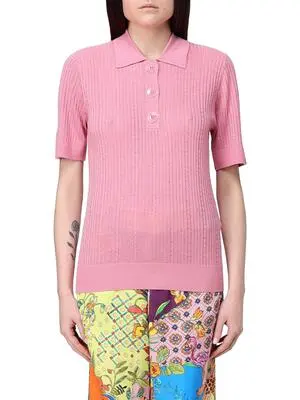 Liu Jo Ribbed Knit Cardigan With Metallic Fiber - Pink