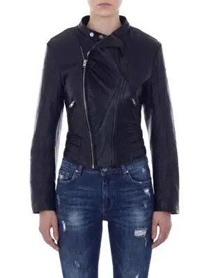 MAISON MARGIELA Slim Fit Ovine Leather Biker Jacket - Black