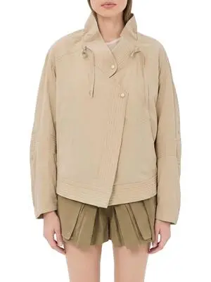 Isabel Marant Étoile Isabel Marant Lightweight Tencel And Nylon Jacket With High Windproof Collar Sand