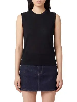 AMI Paris Slim Fit Cotton Tank Top With Embroidered Logo - Black