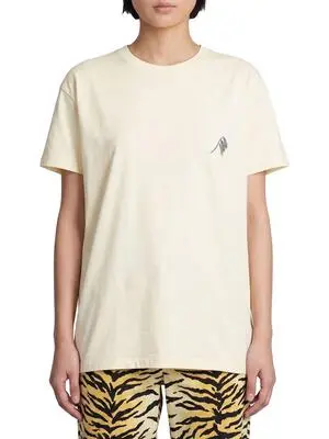 Attico Crew Neck Cotton T-shirt With Printed Logo - Yellow