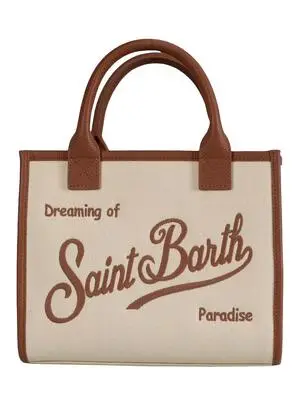 MC2 SAINT BARTH Cotton Twill Vanity Handbag With Embroidered Logo - Hazel