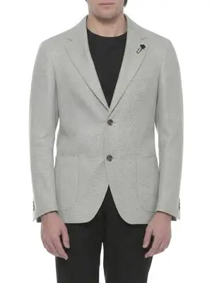 LARDINI Single-breasted Blazer In Virgin Wool And Linen - Mint