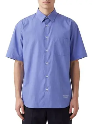 Comme Des Garçons Short-sleeved Cotton Shirt With Dropped Shoulders - Blue
