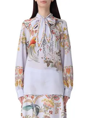Etro Printed Silk Blouse With Pussy Bow Neckline - Blue